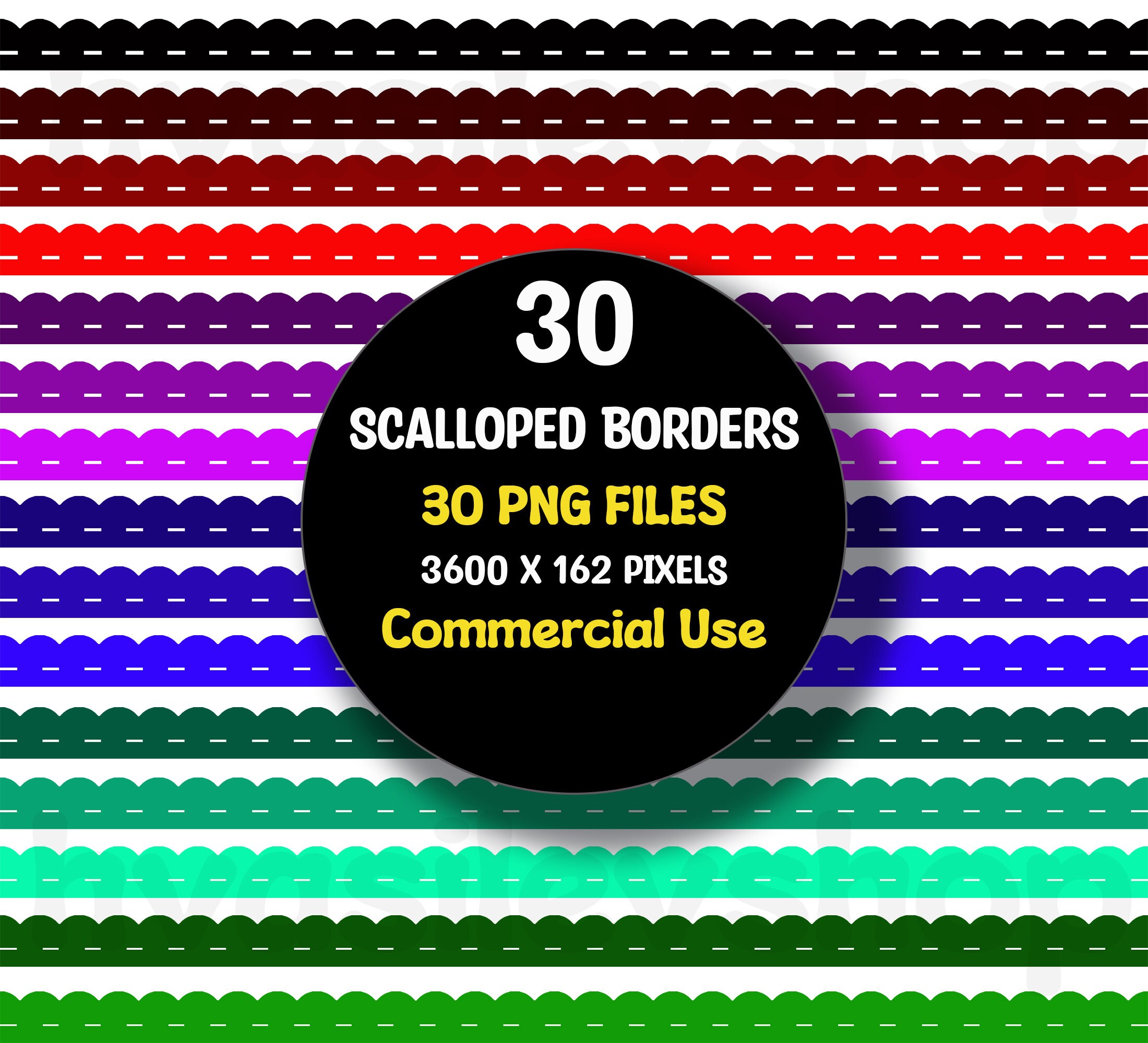 Scalloped Borders PNG Colorful Clipart Border Clipart - Etsy