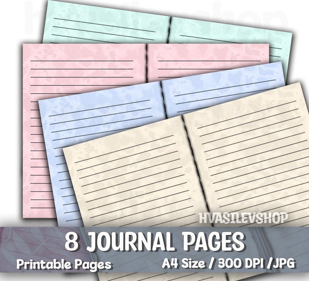 Lined Journal Pages, Colored Junk Journal Pages, Colored Journal Papers ...