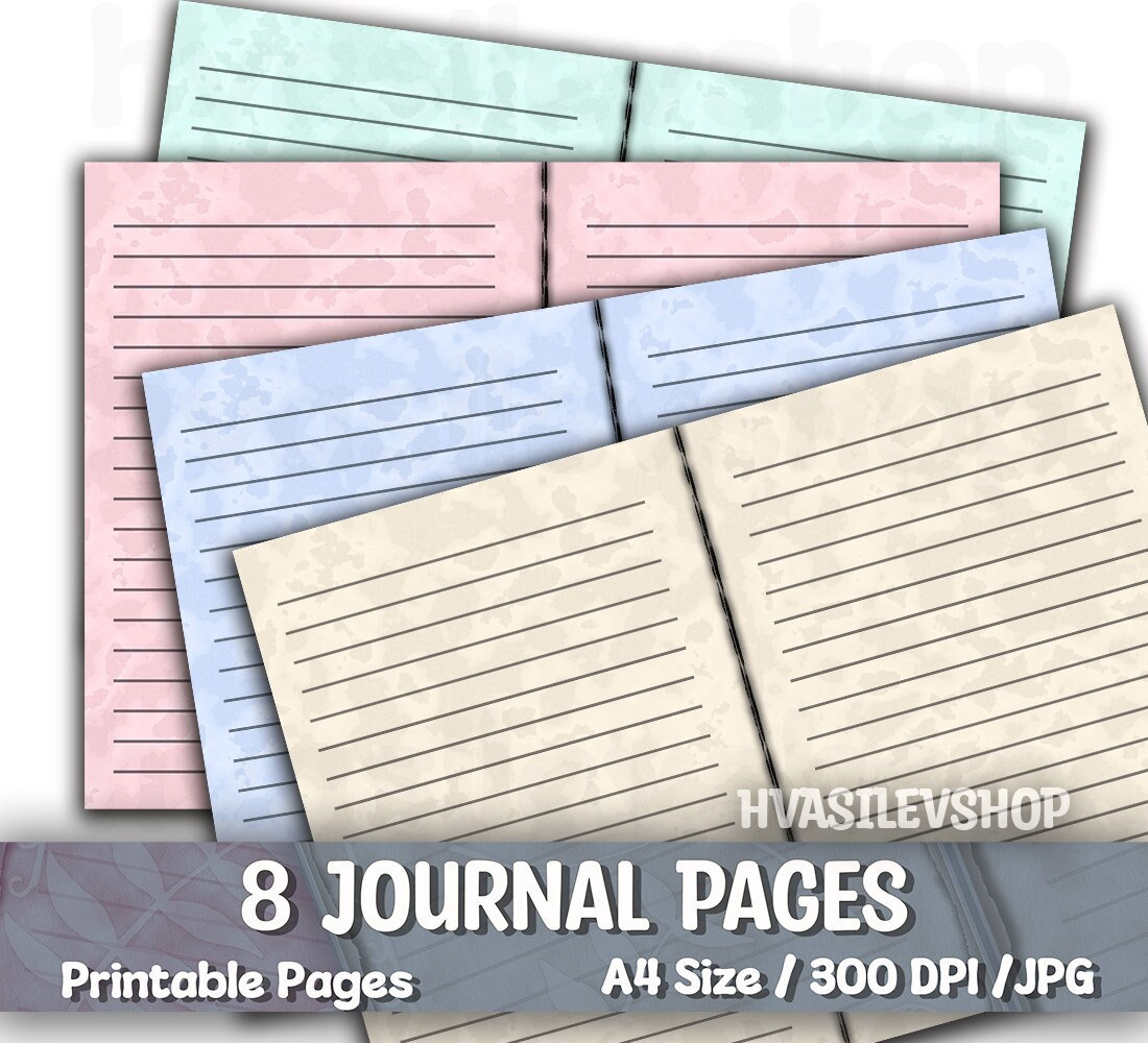 Lined Journal Pages, Colored Junk Journal Pages, Colored Journal Papers ...