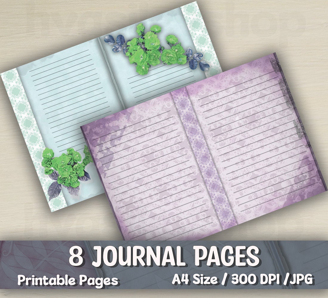 Lined Journal Pages 8 Digital Papers Printable Pages - Etsy