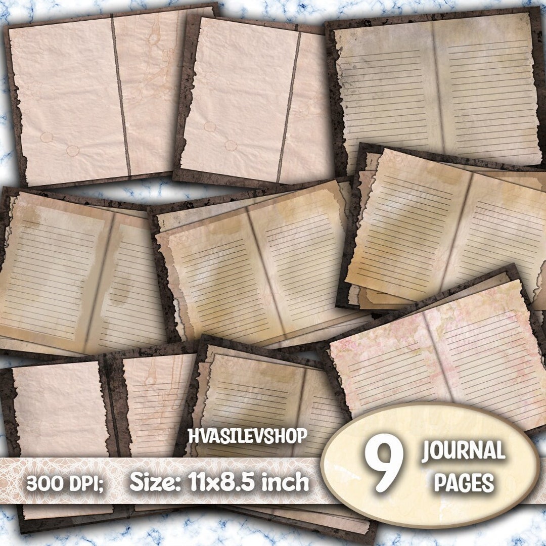 Torn Paper Set Vintage Style Pages 11 X 8.5 Inch Writing - Etsy