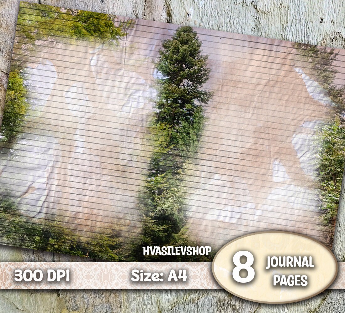 Basic Printable Forest Junk Journal Pages, Lined and Blank, Forest ...