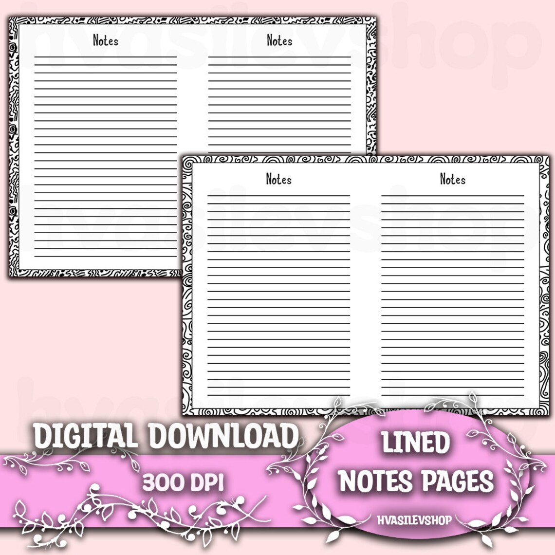 Planner Notes Pages Printable Planner Pages School Notes Lined Paper ...