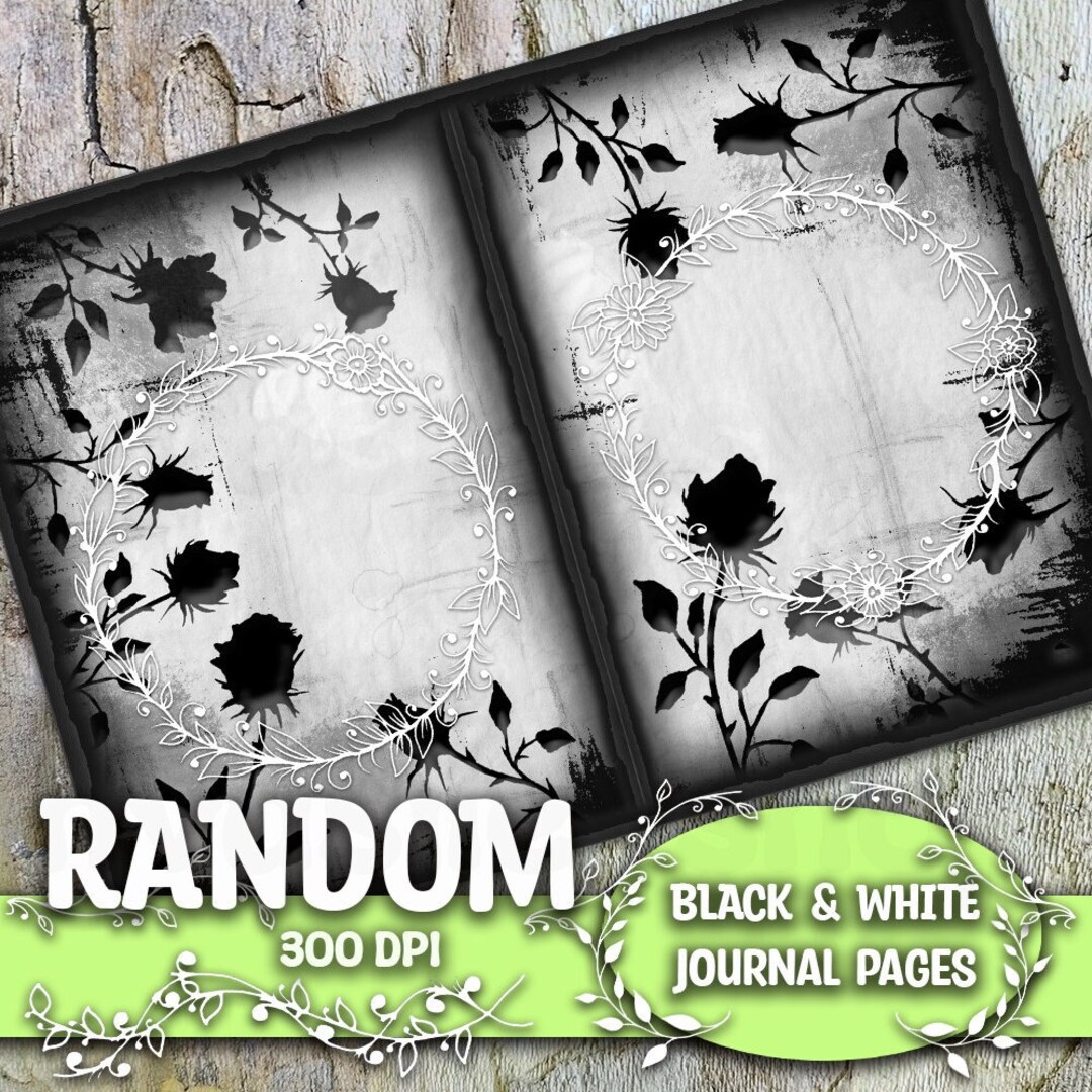 Random Black and White Junk Journal Pages Ink Saver Printable Paper ...