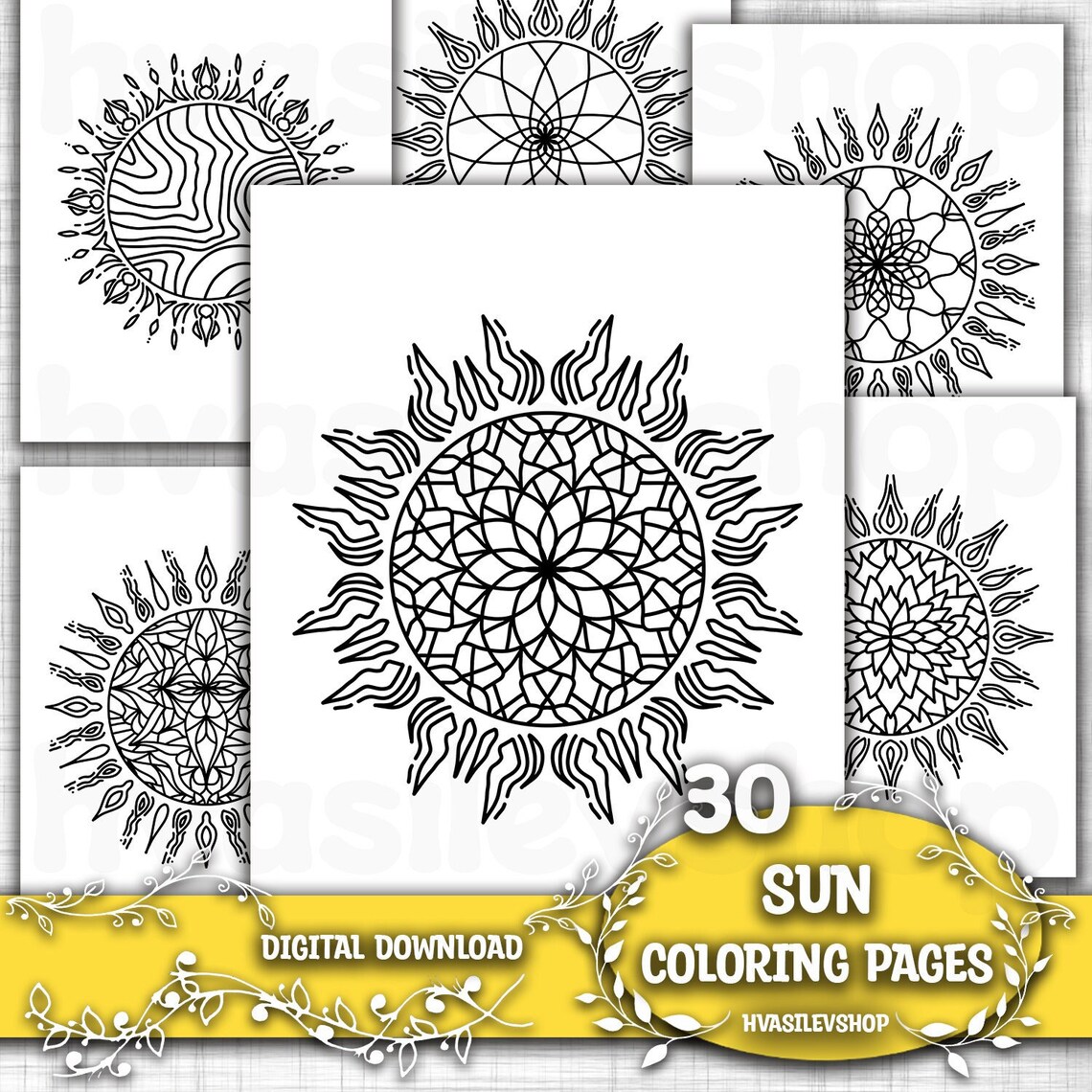 30 Sun Coloring Pages for Kids Printable Sheets Instant Download Summer ...