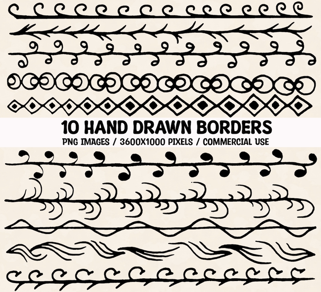 Border Clipart Hand Drawn Border Clipart Border PNG Cute - Etsy