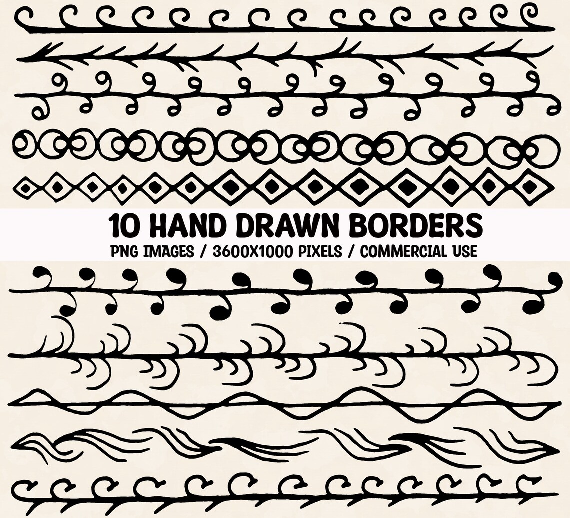 Border Clipart Hand Drawn Border Clipart Border PNG Cute - Etsy
