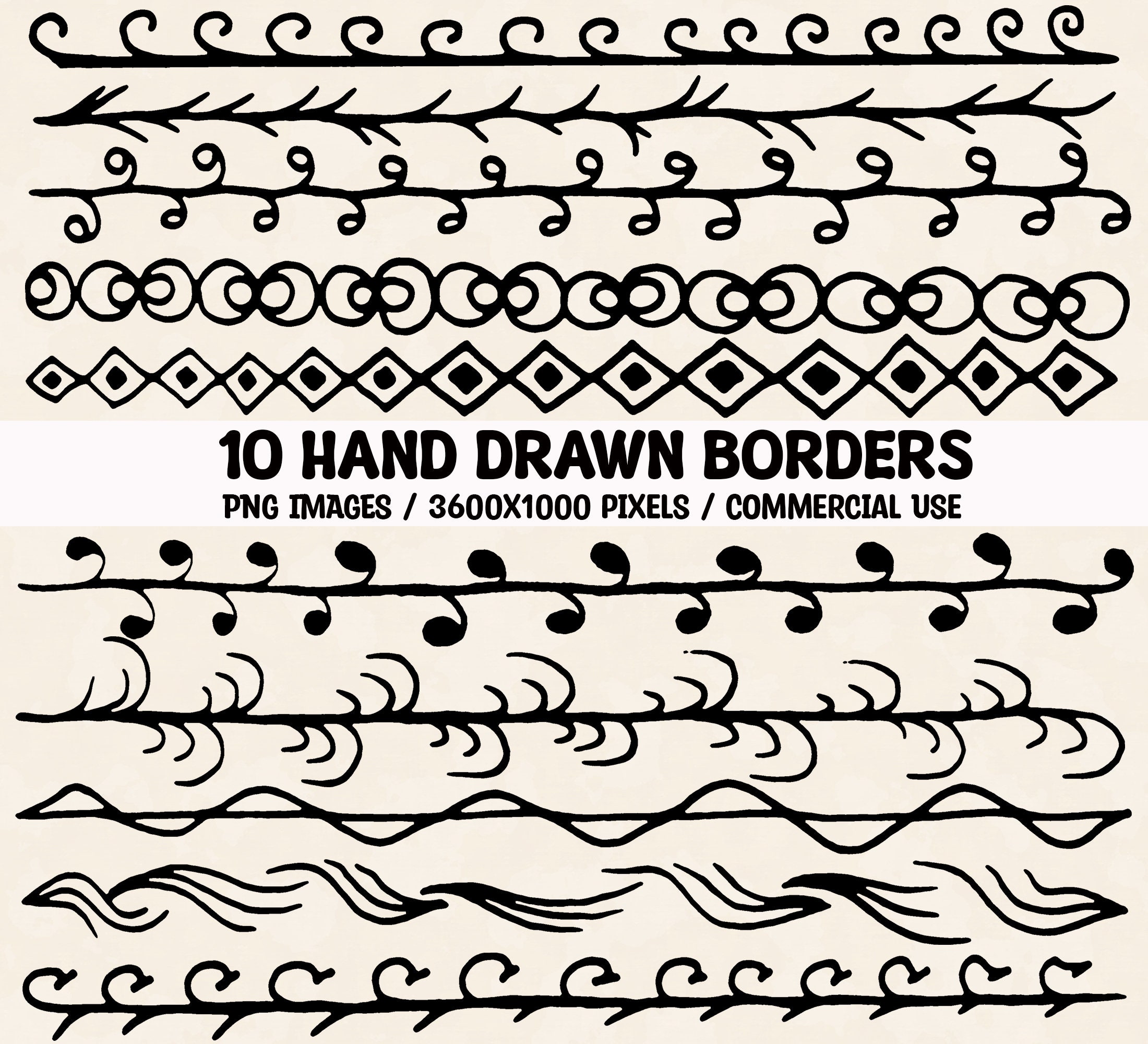 Border Clipart Hand Drawn Border Clipart Border PNG Cute - Etsy