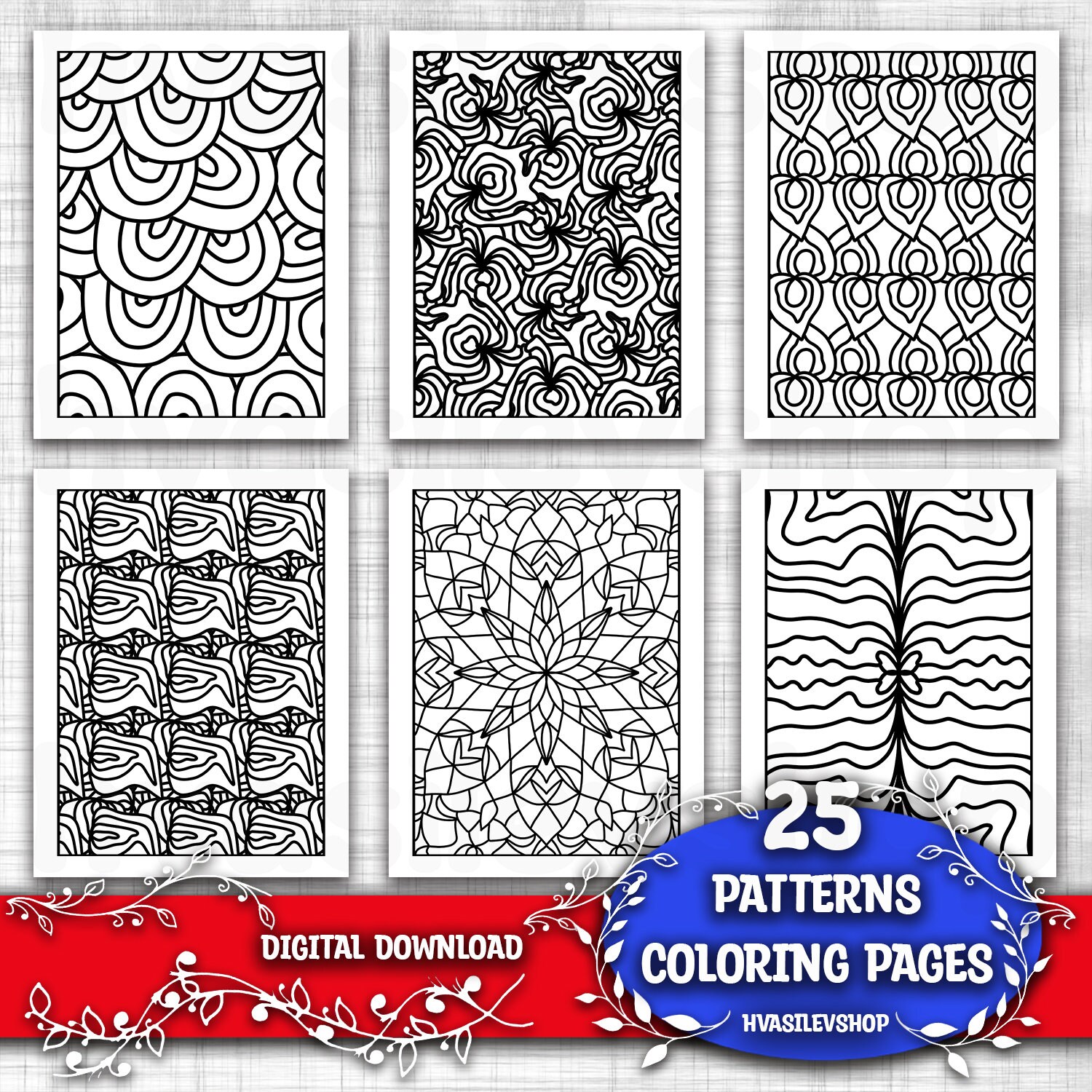25 Printable Patterns Coloring Pages Adult and Kids Relaxing Coloring ...