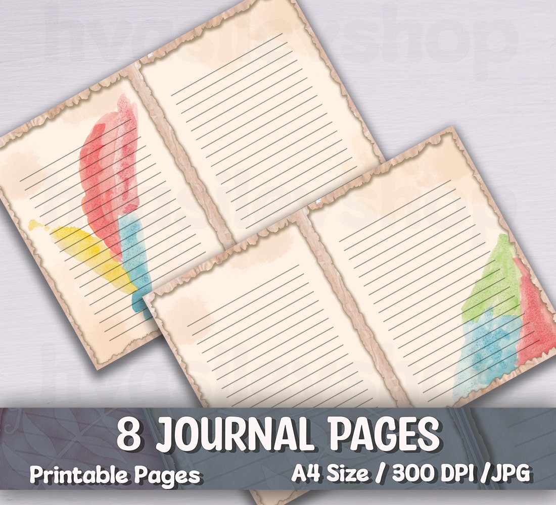 Watercolor, Junk Journal Pages, Printable, Junk Journal Kit, Scrapbook ...