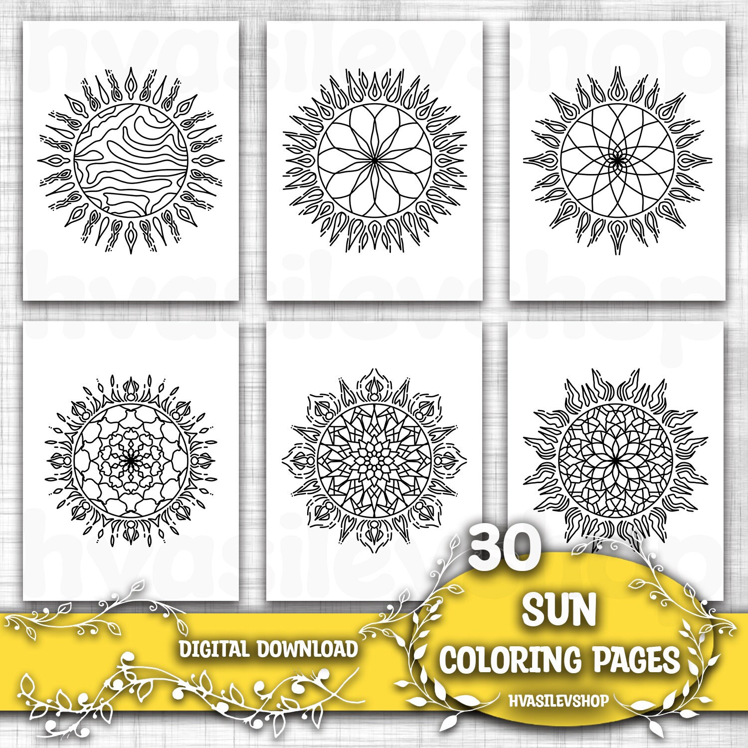 30 Sun Coloring Pages for Kids Printable Sheets Instant Download Summer ...