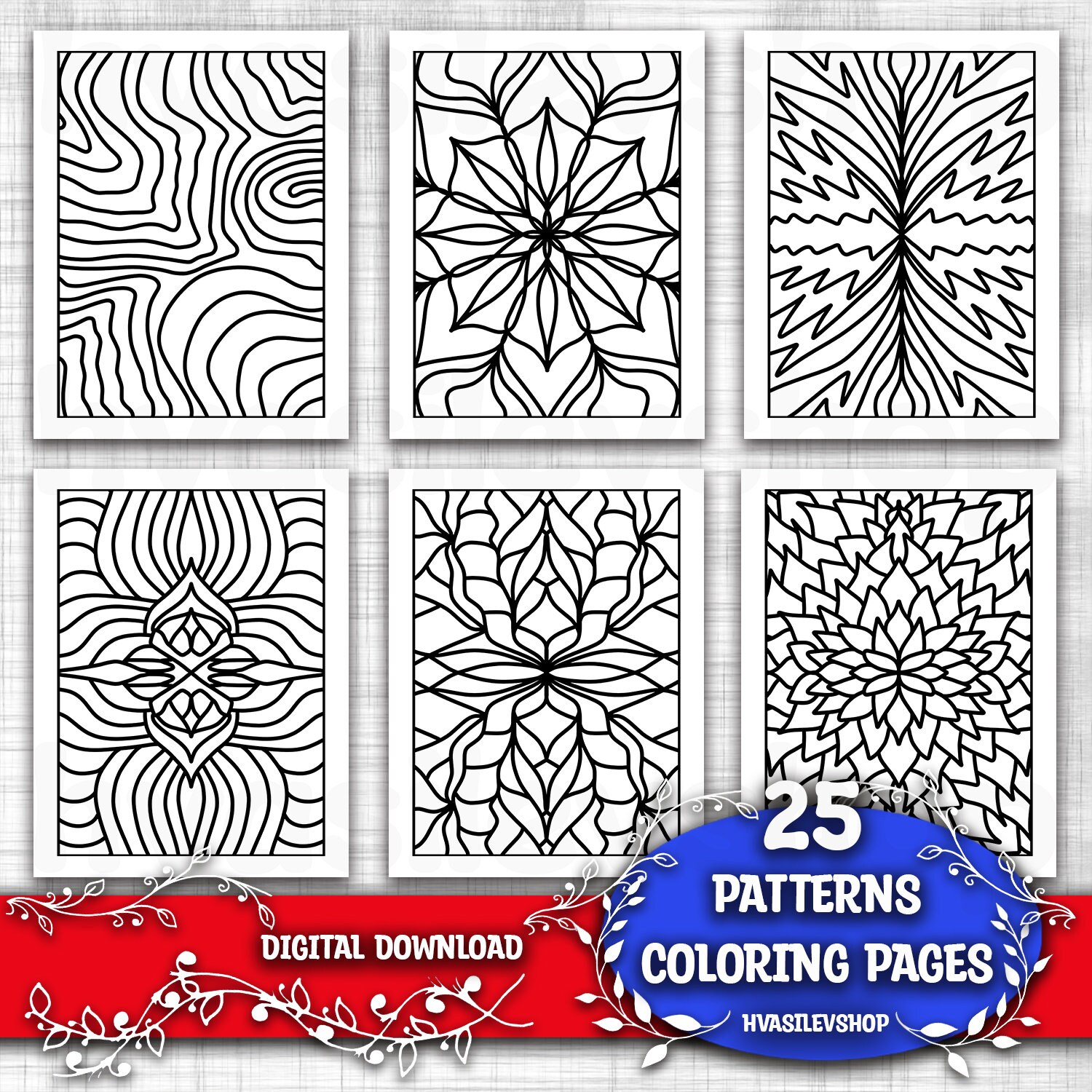 25 Printable Patterns Coloring Pages Adult and Kids Relaxing Coloring ...