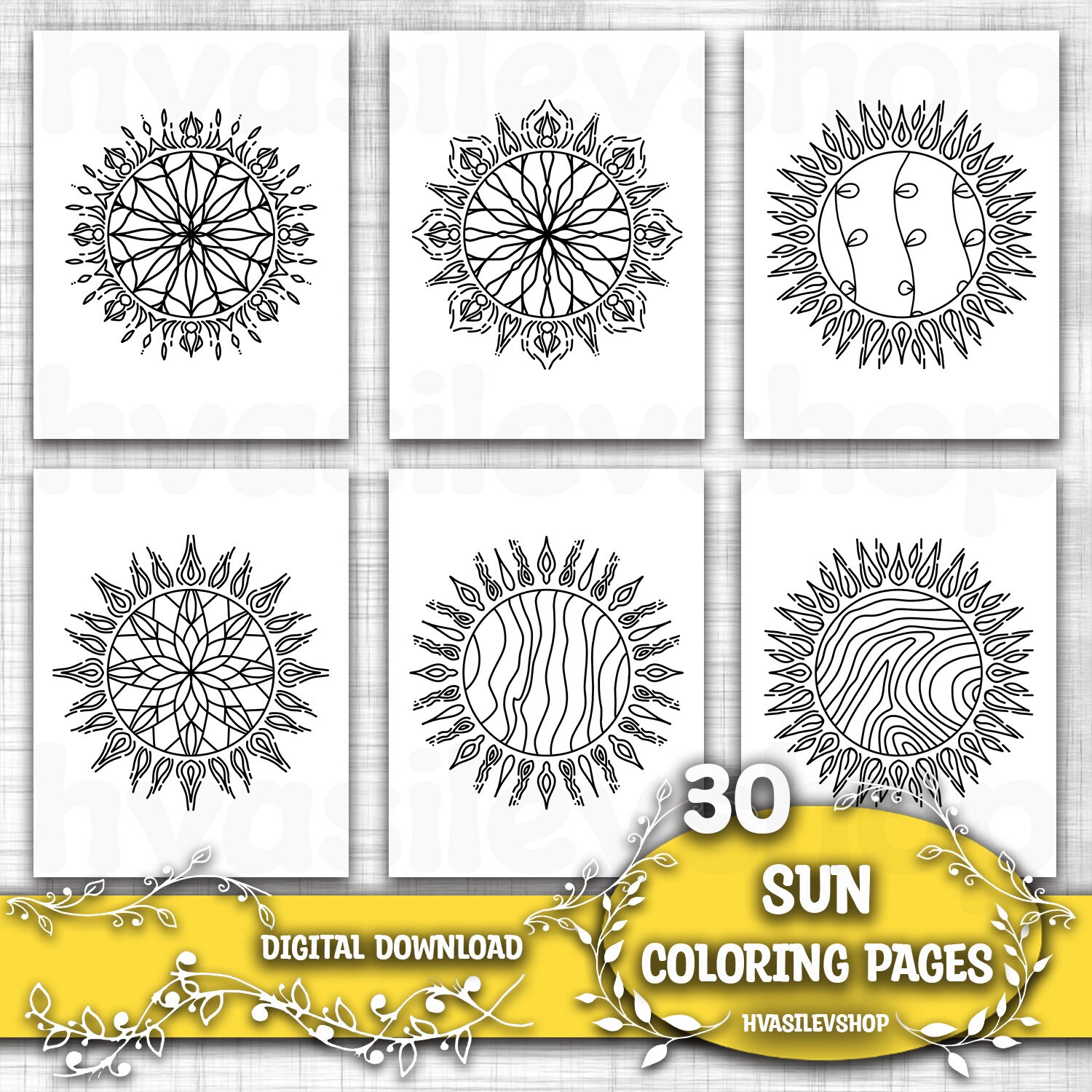 30 Sun Coloring Pages for Kids Printable Sheets Instant Download Summer ...