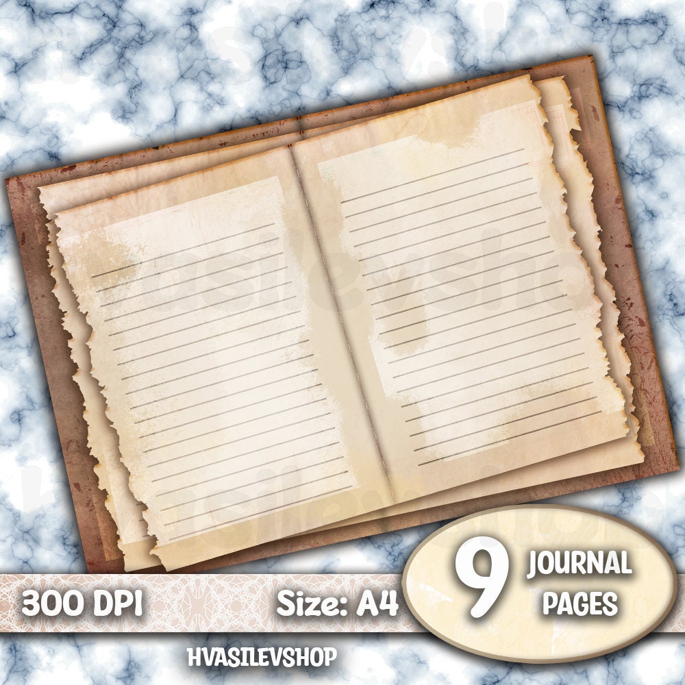 Torn Paper, Vintage Style Pages, Writing Paper Set, Lined Junk Journal ...