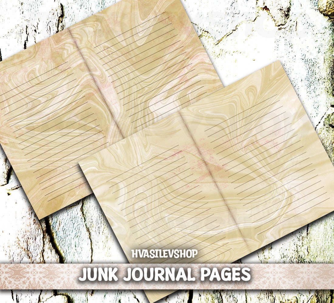 Beige Junk Journal Pages: 12 Lined Paper Sheets, Vintage Collage Set ...