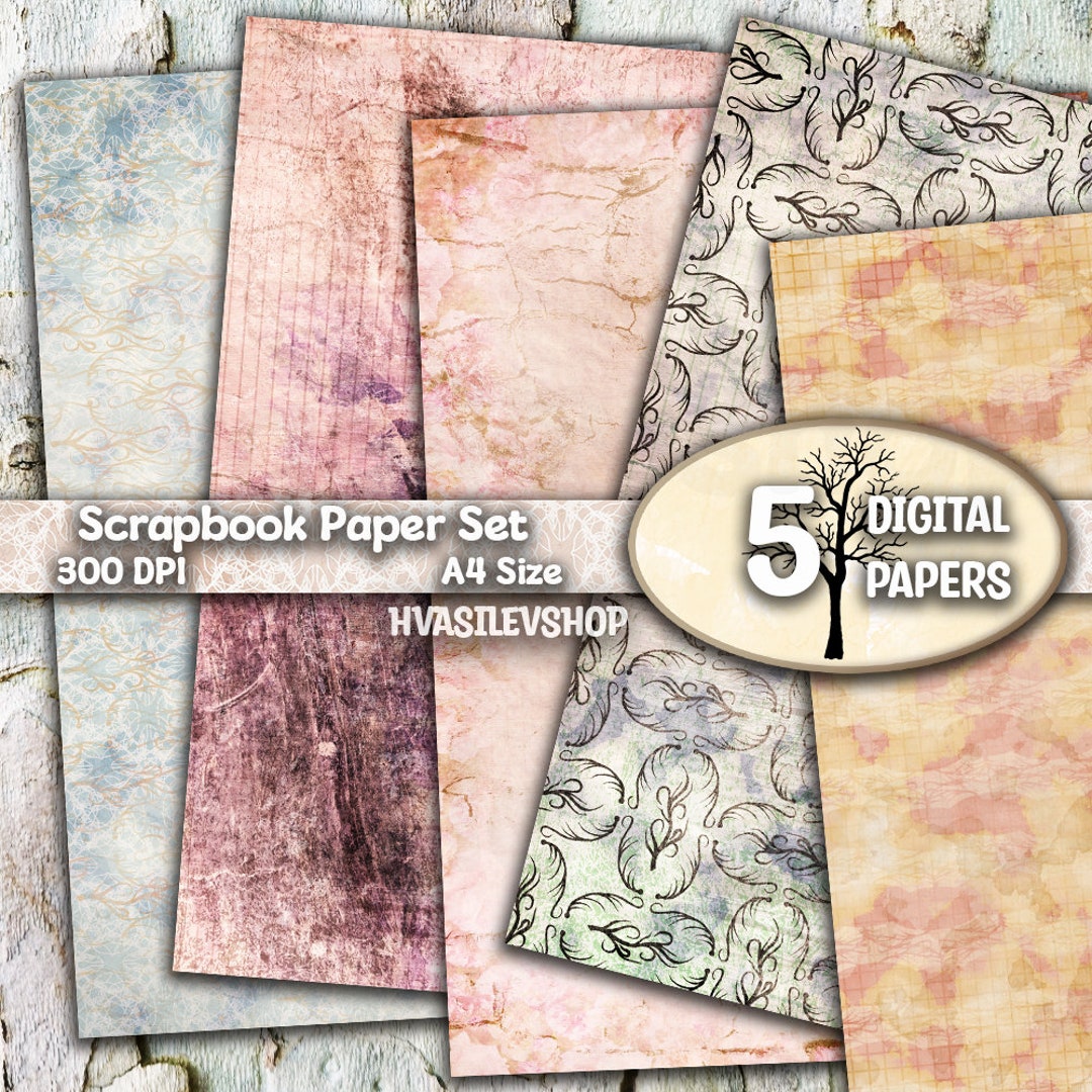 Scrapbook Paper Set, Printable Gift Wrap, Digital Wrapping Paper, Paper ...
