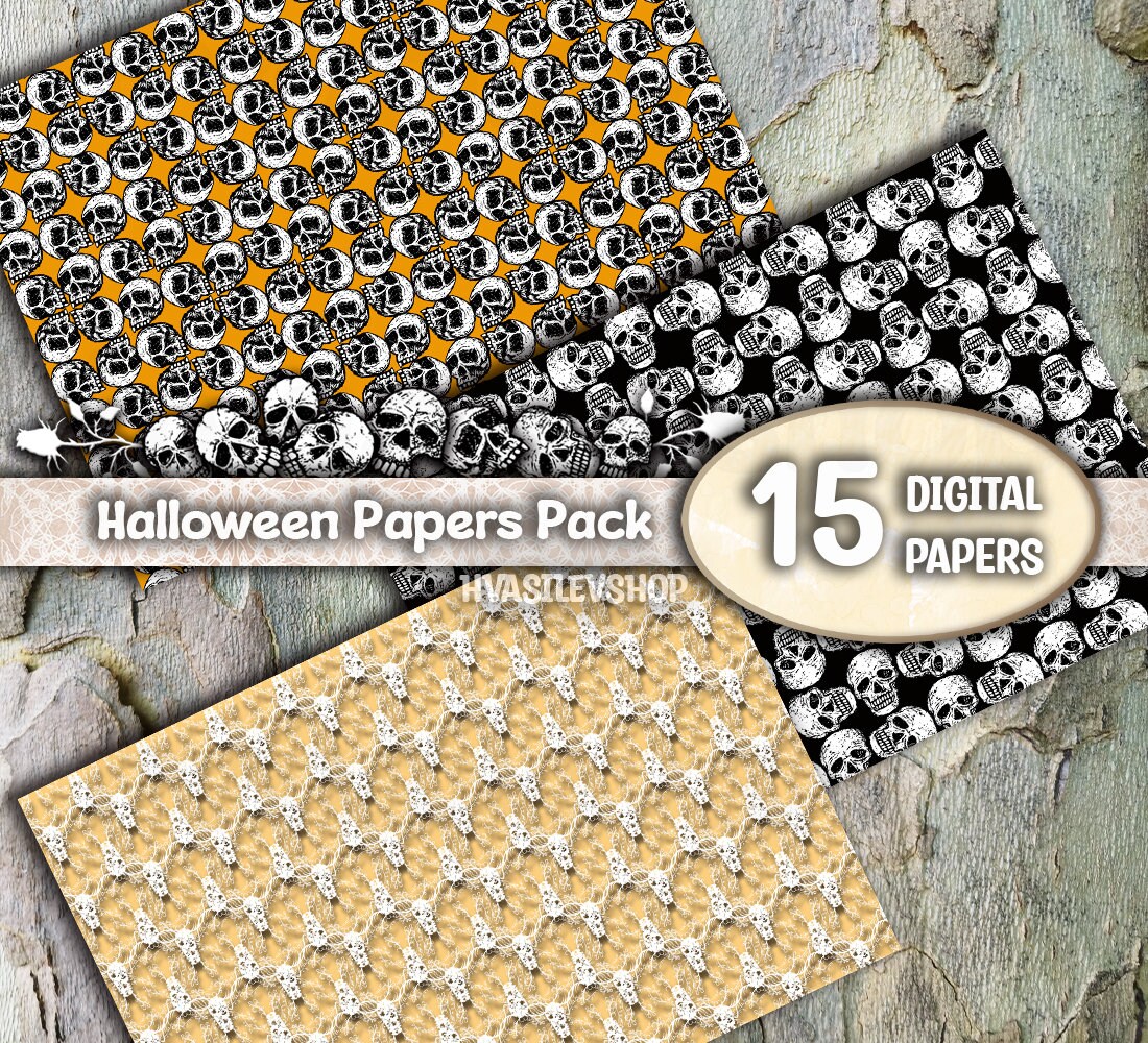 Printable Halloween Digital Paper, Cardmaking, Scrapbooking, Craft ...