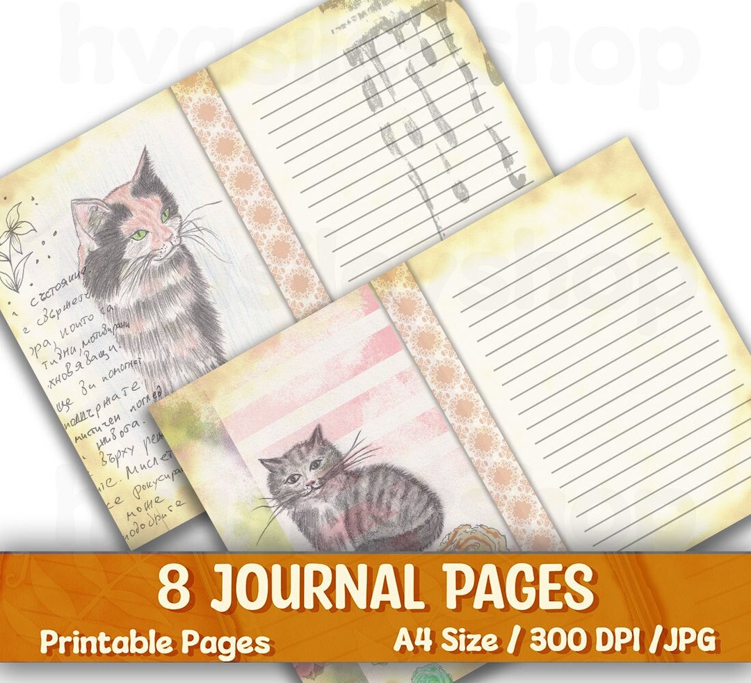 Cats Junk Journal Pages, Cat Digital Paper, Junk Journal Pages, Vintage ...