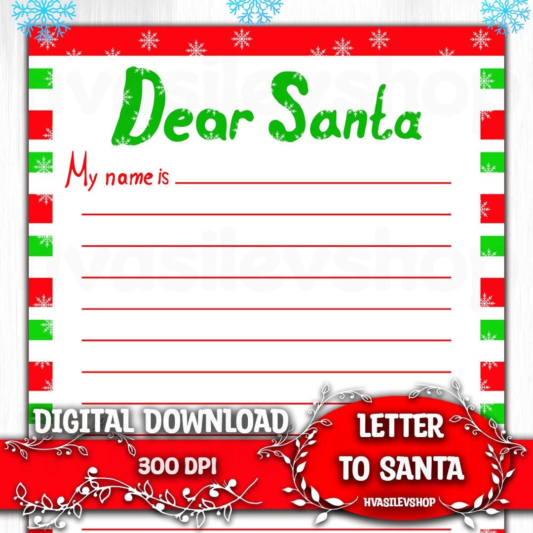 Simple Letter to Santa Printable Instant Download Santa Letter - Etsy