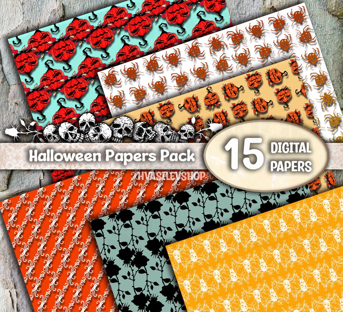 Printable Halloween Digital Paper, Cardmaking, Scrapbooking, Craft ...