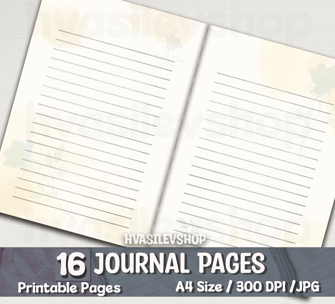 Printable Lined Journal Pages, Writing Paper Set, Lined Junk Journal ...