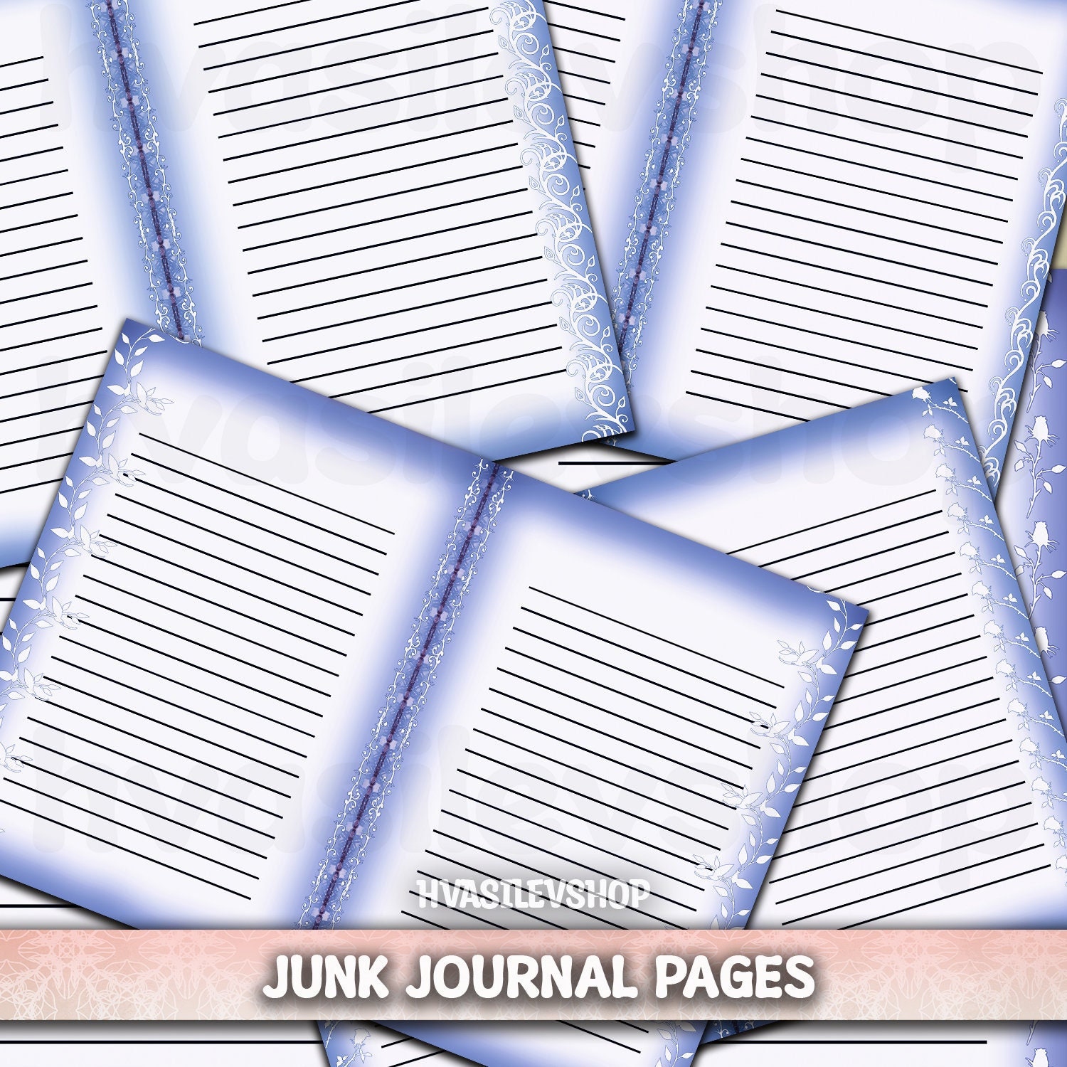 Blank Lined Journal Pages, Vintage Journal Pages, Junk Journal Kit ...