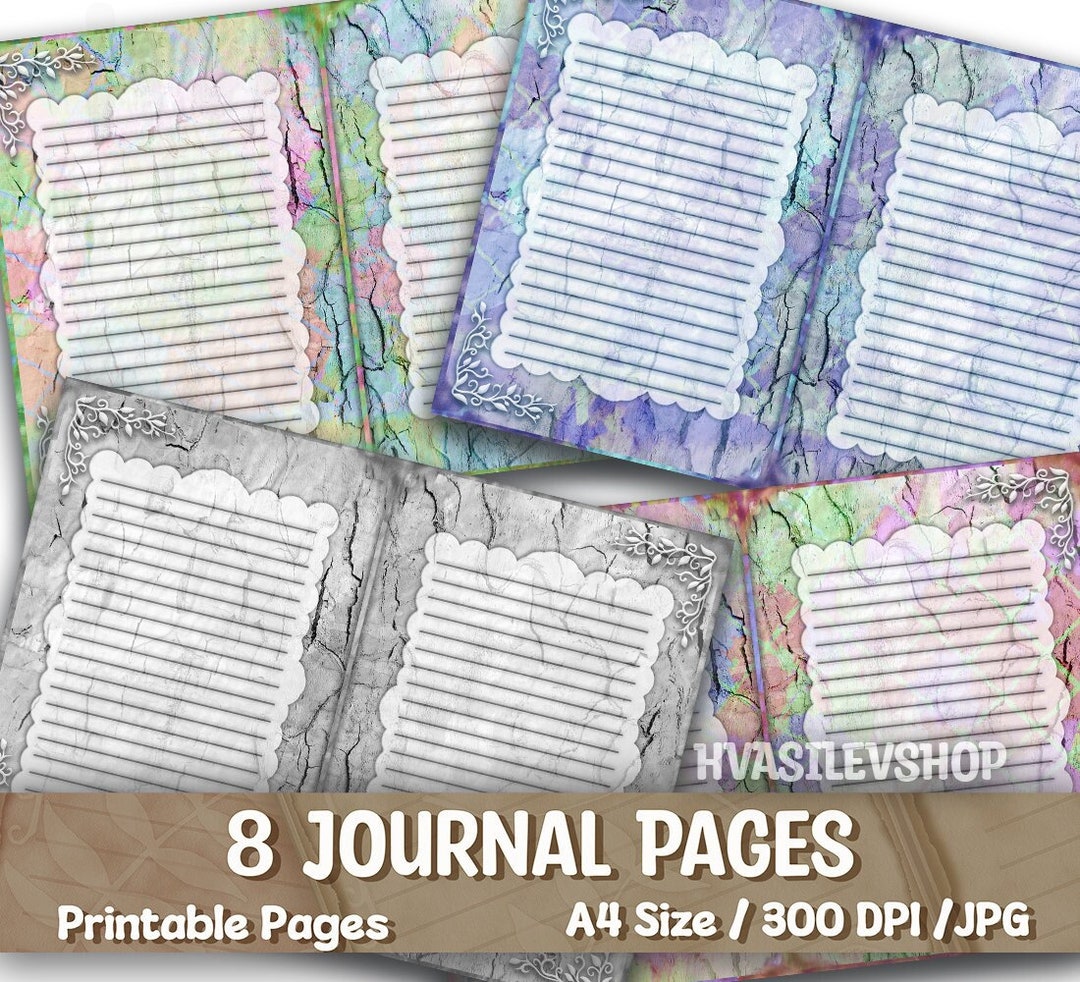 Digital Collage Sheet, Writing Paper Set, Colored, Lined Junk Journal ...