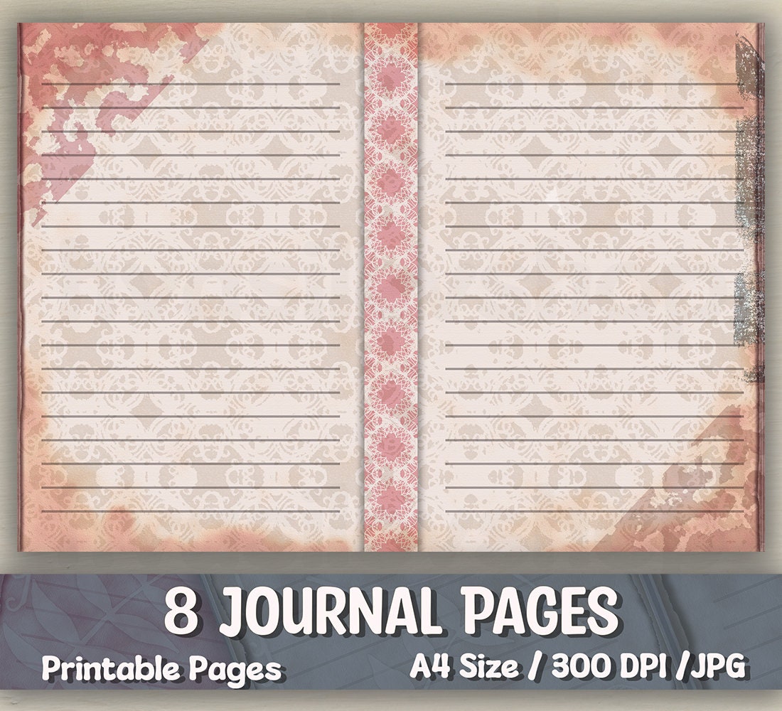 Lined Journal Pages 8 Digital Papers Printable Pages - Etsy
