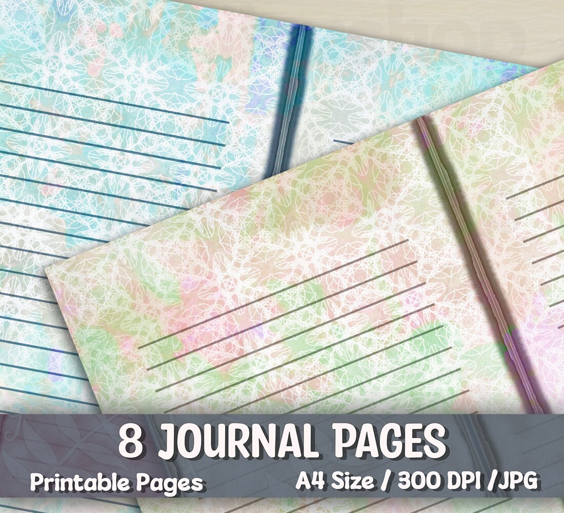 Colored Junk Journal Pages, Lined Journal Pages, Colored Journal ...