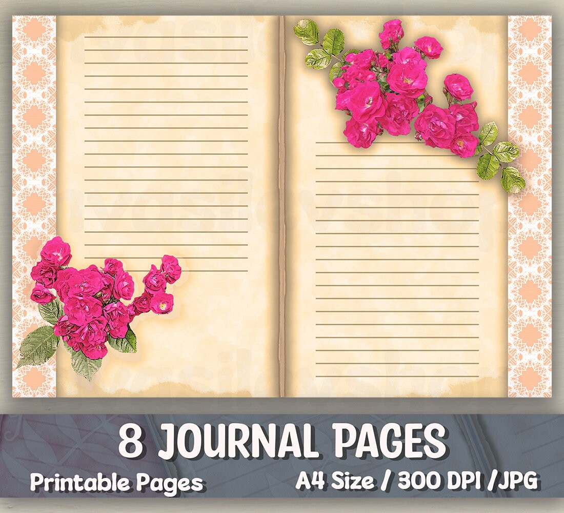 Lined Journal Pages 8 Digital Papers Printable Pages - Etsy