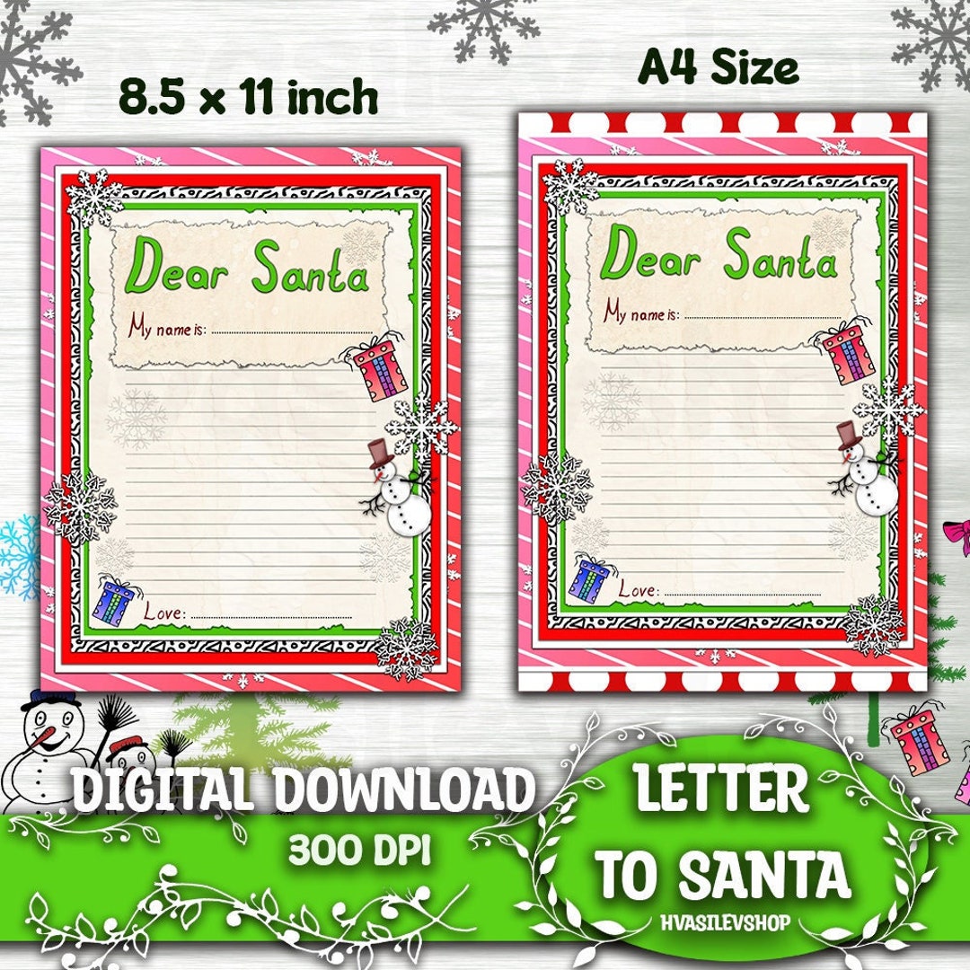 Carta a Santa Imprimible Querido Santa Lista de deseos de - Etsy España