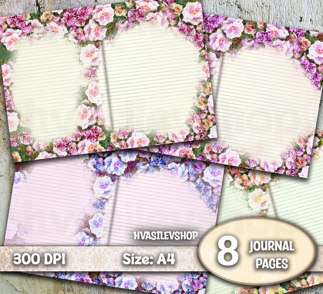 Floral Rustic Journal Pages Junk Journal Kit Basic Journal - Etsy