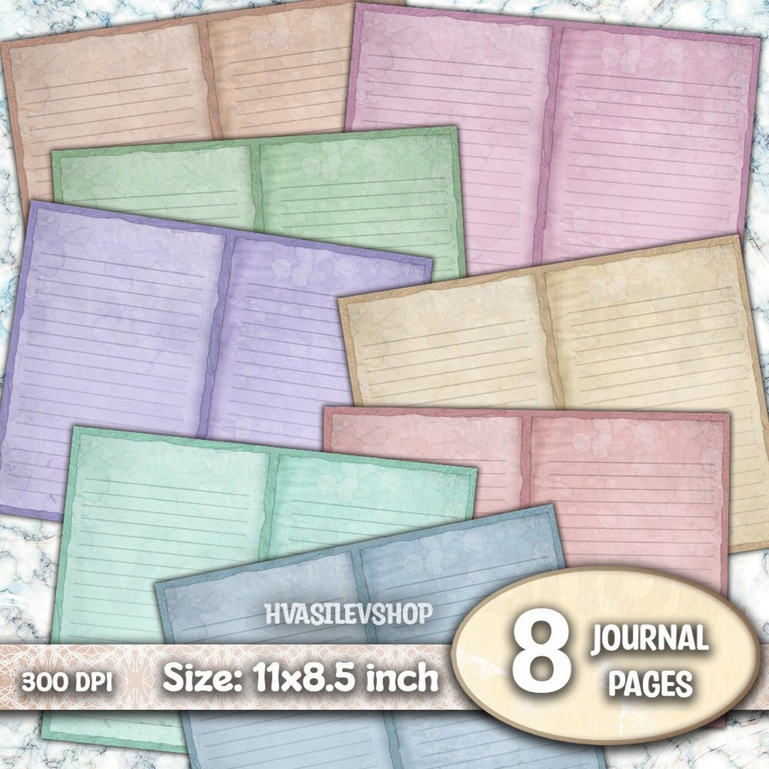 Colored Junk Journal Pages, Writing Paper, Lined Journal Pages, Colored ...