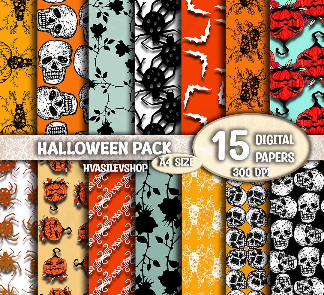 Printable Halloween Digital Paper, Cardmaking, Scrapbooking, Craft ...