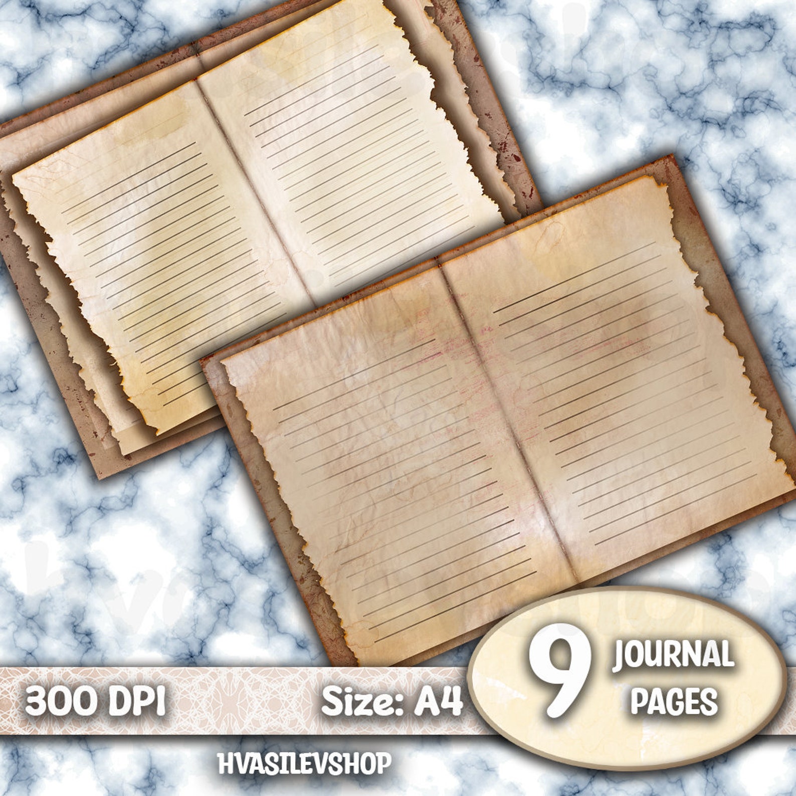 Torn Paper, Vintage Style Pages, Writing Paper Set, Lined Junk Journal ...