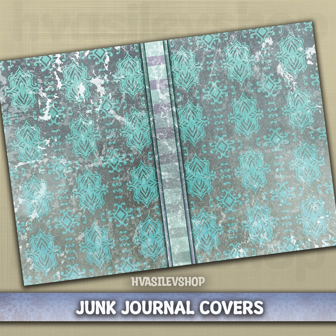Printable Damask Junk Journal Cover, Antique Paper, Journal Cover ...