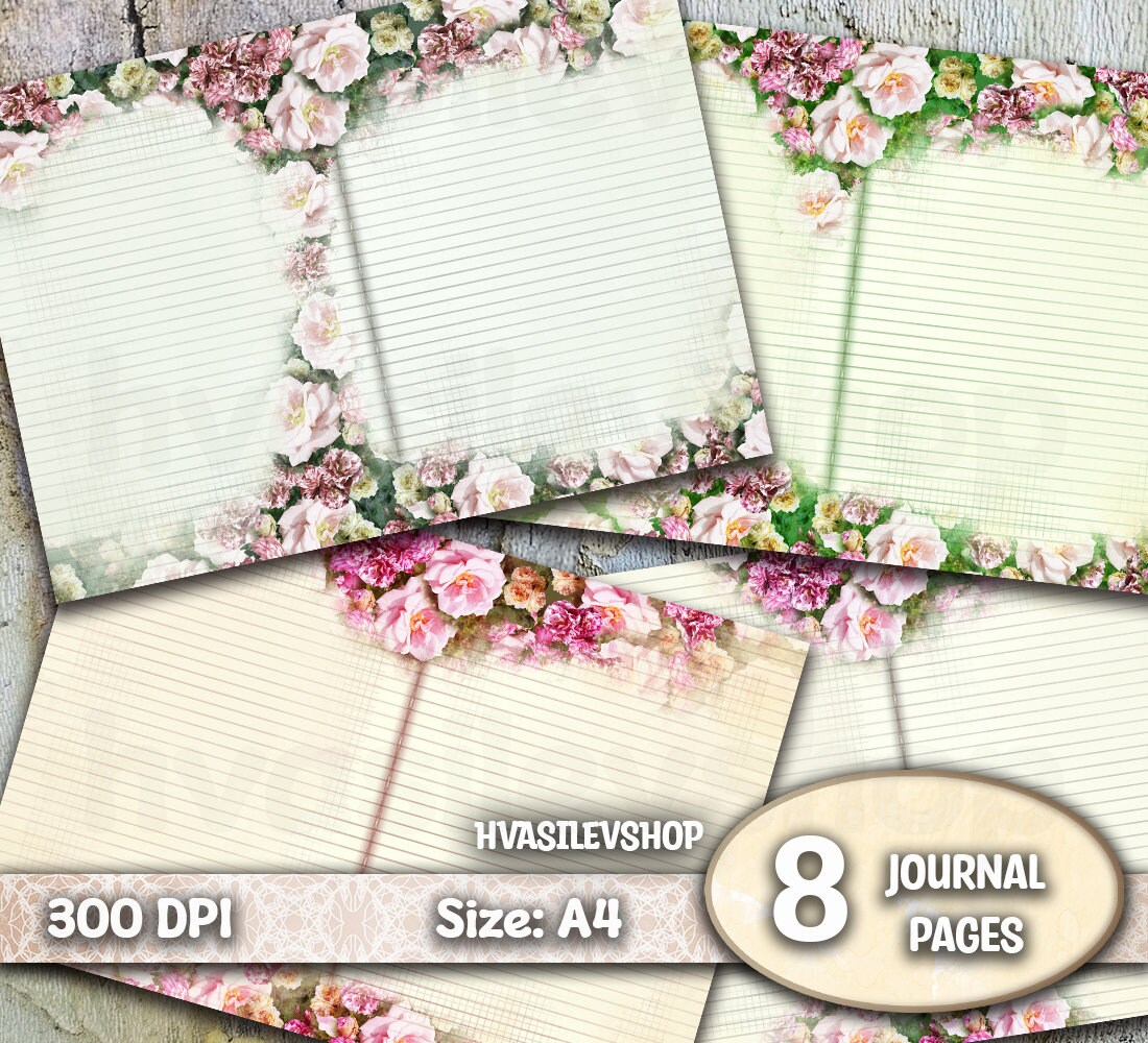 Floral Rustic Journal Pages Junk Journal Kit Basic Journal - Etsy