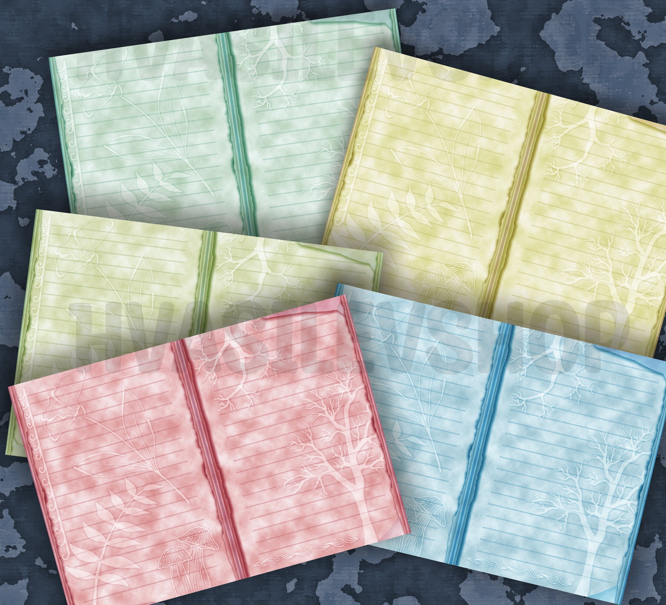 Lined Journal Pages, 8 Digital Papers, Printable Pages, Collage Sheet ...