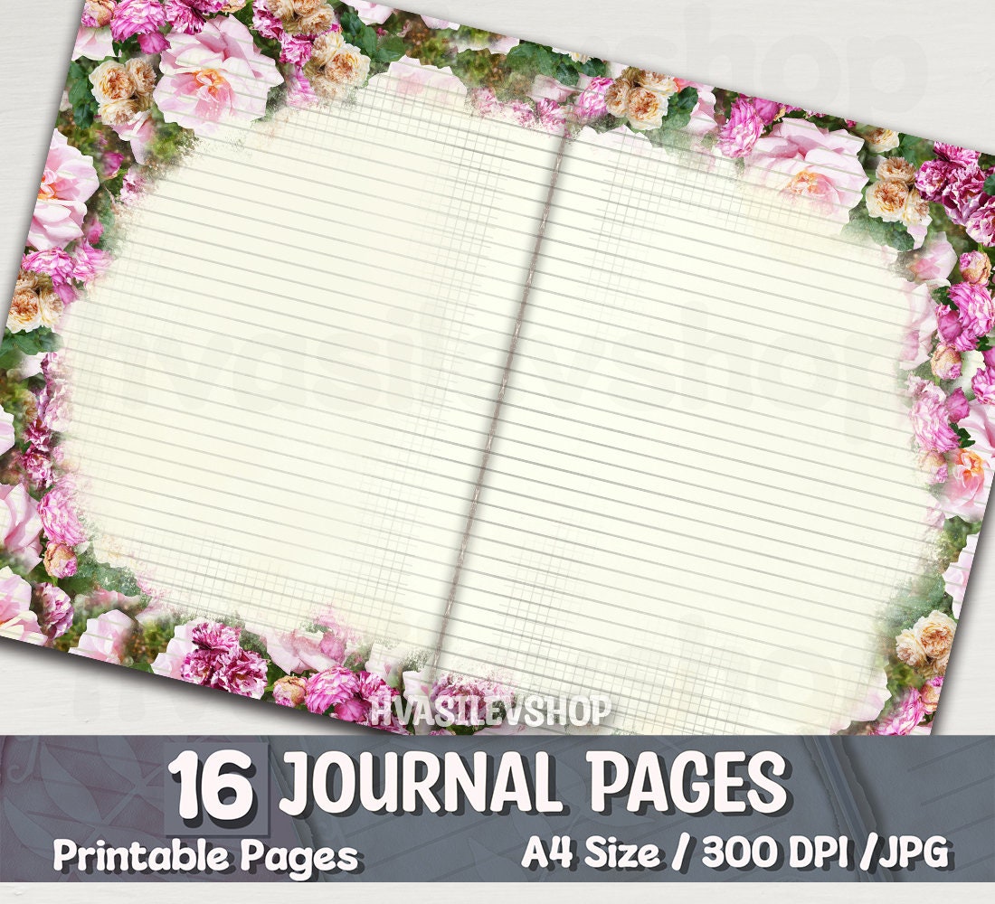 Printable Lined Journal Pages, Writing Paper Set, Lined Junk Journal ...