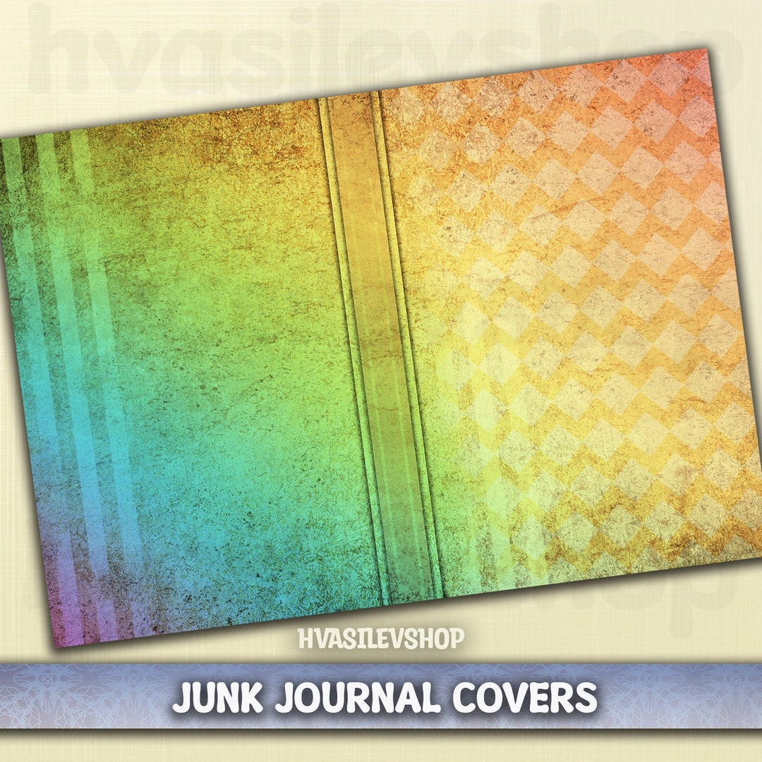 Printable Rainbow Junk Journal Cover, Rainbow Texture Covers, Digital ...