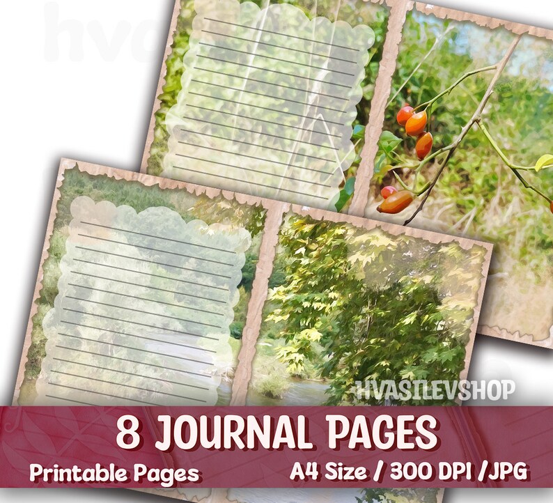 Printable Forest Journal Paper, Junk Journals, Vintage Style, Ephemera ...