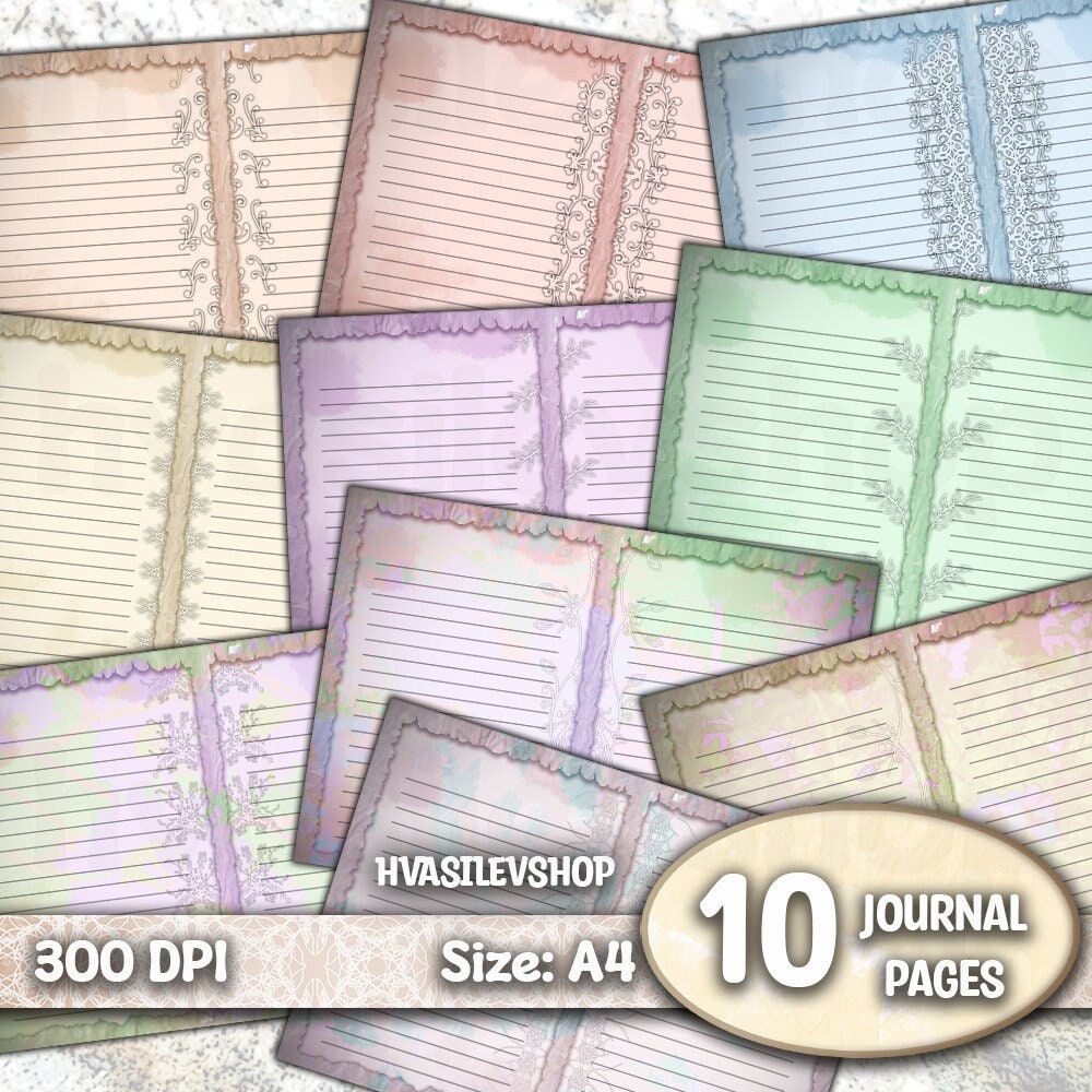 Printable Junk Journal Pages Ornate Notebook Pages Digital - Etsy