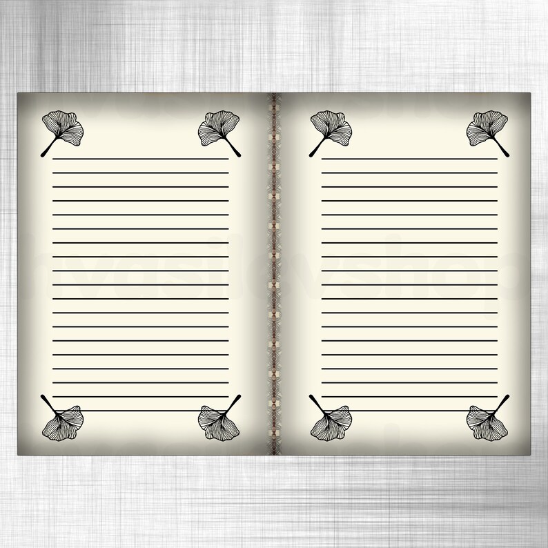 Botanical Lined Journal Pages Printable Lined Junk Journal Pages ...