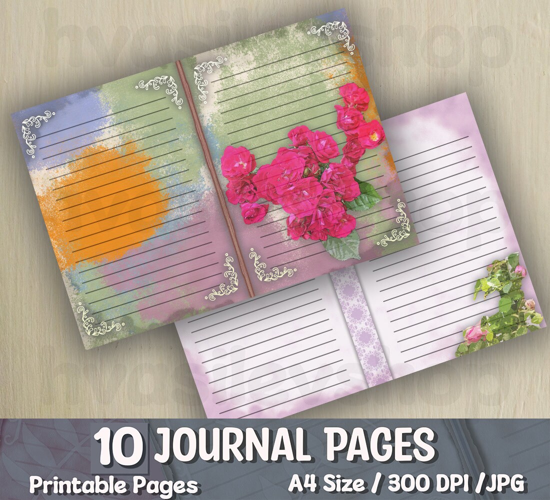 Flowers Collage Pages Printable Floral Lined Papers Junk - Etsy