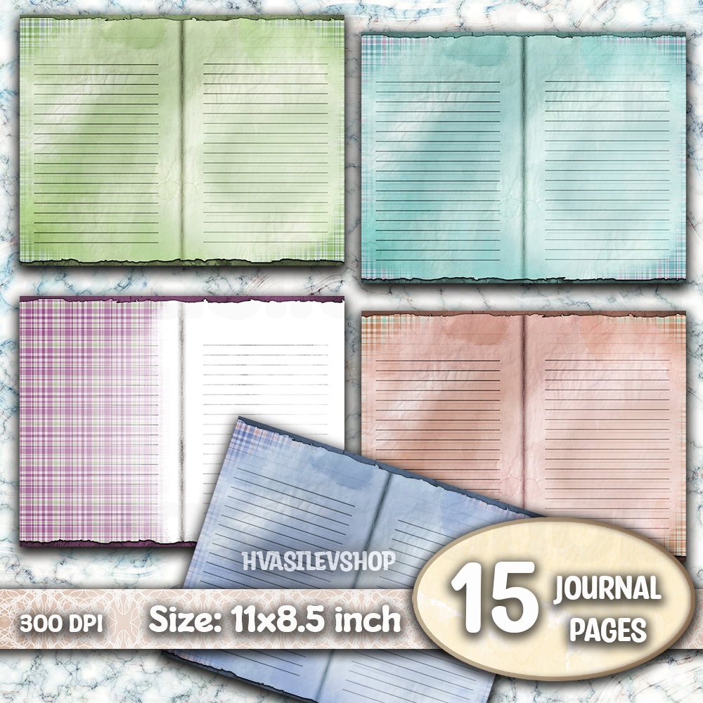 Plaid Journal Paper, Torn Paper, DIY Planner, Writing Paper Set, Lined ...