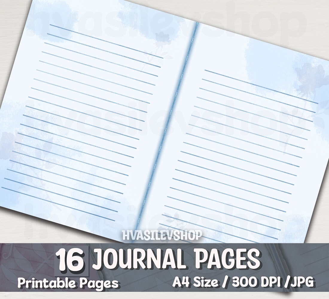 Printable Lined Journal Pages, Writing Paper Set, Lined Junk Journal ...