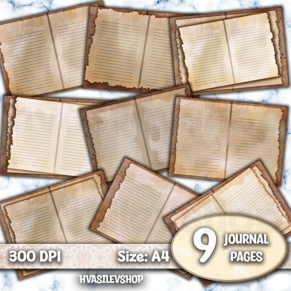 Torn Paper, Vintage Style Pages, Writing Paper Set, Lined Junk Journal ...
