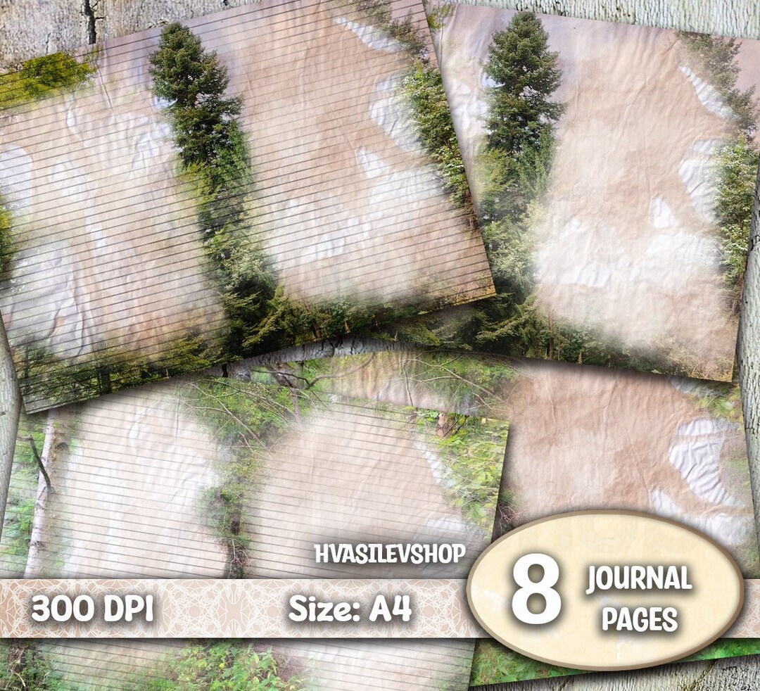 Basic Printable Forest Junk Journal Pages, Lined and Blank, Forest ...