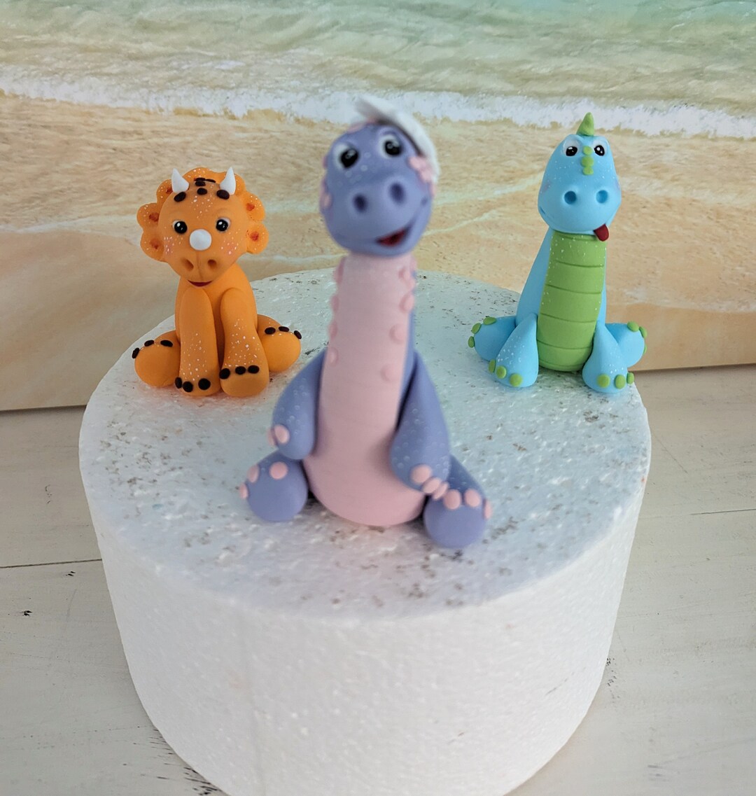 3D Edible Fondant Cake Topper Cute Dinosaur Theme Worldwide Delivery ...