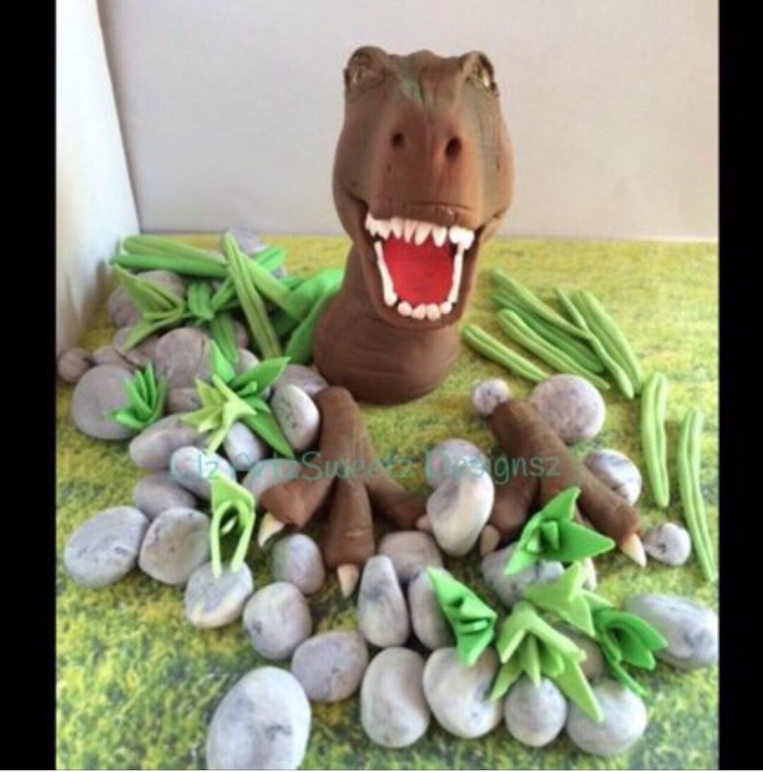 DELIVERY Worldwide 3D T Rex Dinosaur or Fossils With Pebbles and Grass ...